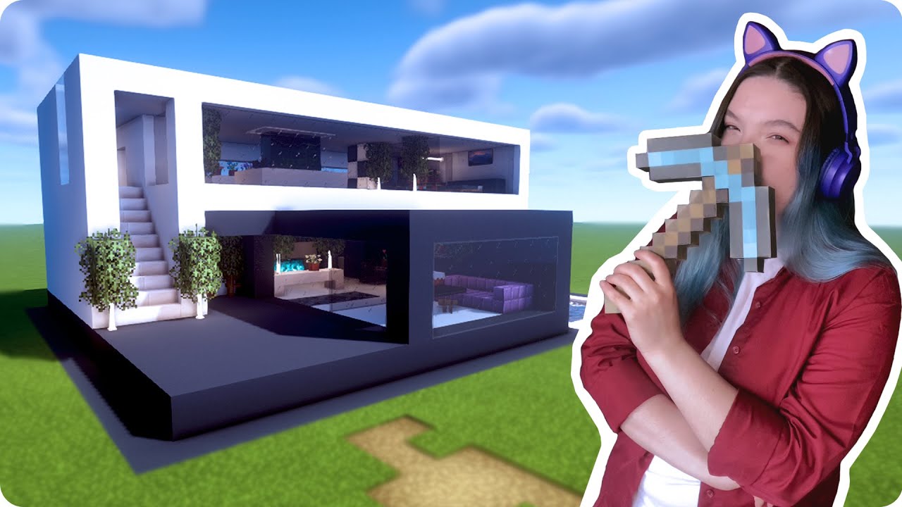 Minecraft 1.18 Modern Mansion Build - Minecraft tutorial! [ Girl ...