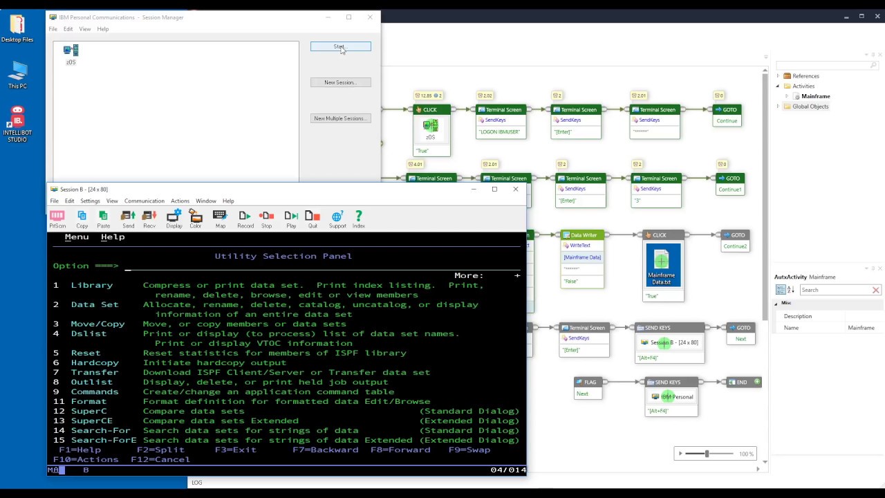 Mainframes TSO Logon Sample Demo using INTELLIBOT RPA STUDIO - YouTube