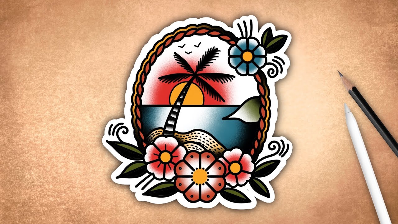 how to draw a easy palm tree tattoo | Daily Tattoo Drawing Tutorial ...