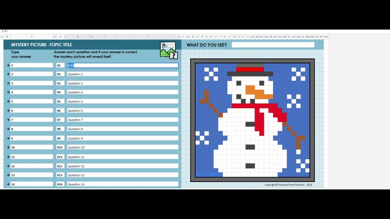 Pixel Art Template - Easy to Edit with no coding and no formula editing ...