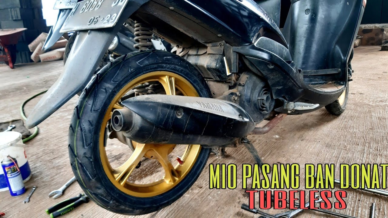 mio sporty🔥pasang ban donat tubeless🔥, corsa platinum R26 dop almunium ...
