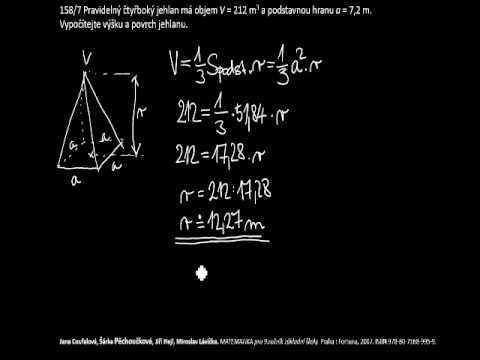 Povrchy a objemy těles - pravidelný čtyřboký jehlan - YouTube