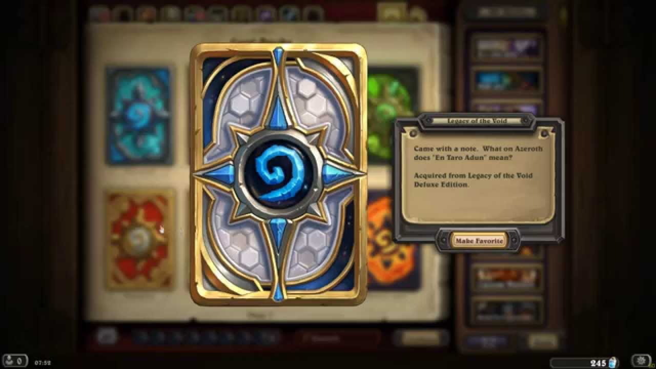 Hearthstone: Legacy of the Void Card Back - YouTube