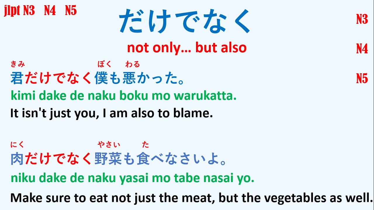 DAKEDENAKU - JLPT N3 N4 N5 (GRAMMAR) | " Not only...but also " IN ...