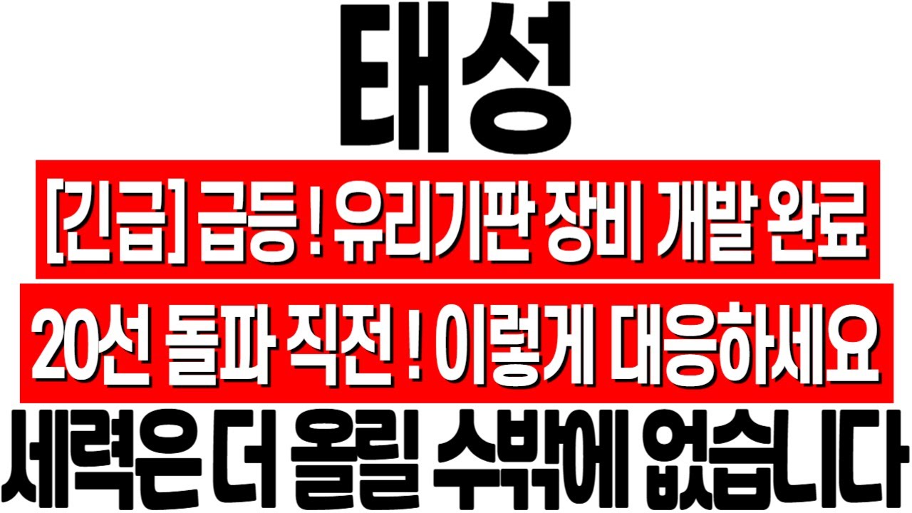 태성 주가 전망 유리기판 장비 개발 완료 지금 무조건 이렇게 대응하세요 세력은 더 올릴 수밖에 없습니다 태성 긴급 대응