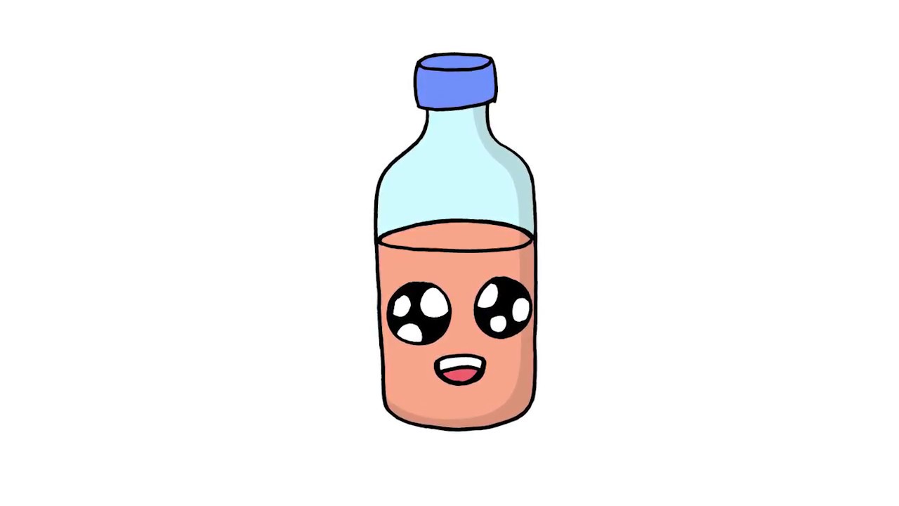 how to draw a cute bottle - como dibujar botella kawaii - YouTube