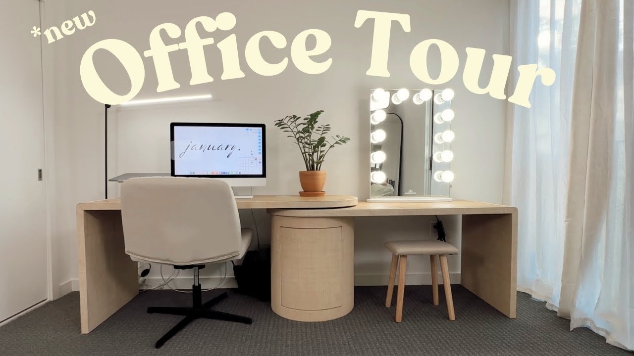 New Office Tour! Decorating + Organizing My New Home Office! - YouTube