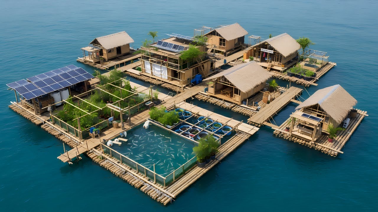He Built a Huge Bamboo Floating House With a Few 1000s of Dollars. Full ...