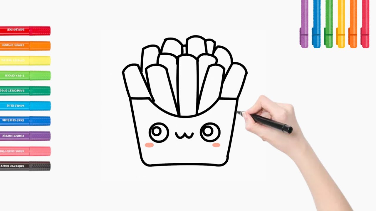 How to Draw Cute Fries | Easy Step by Step Drawing Tutorial for ...