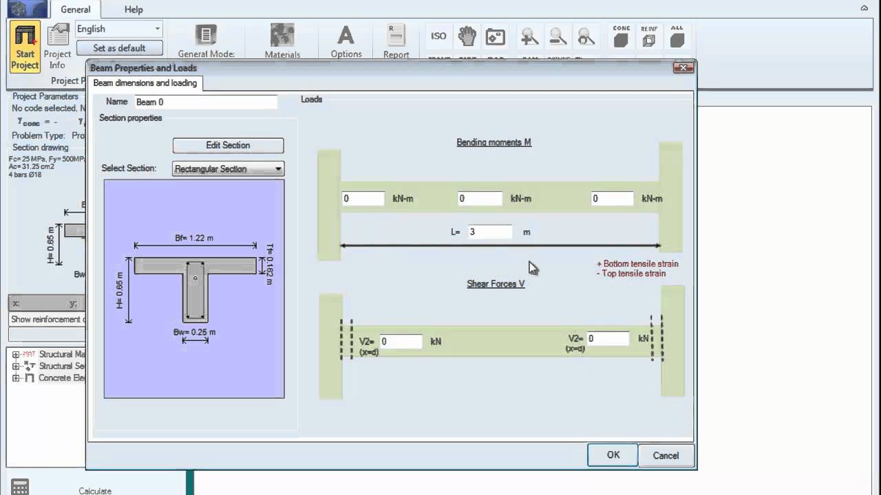 T section beam example - YouTube