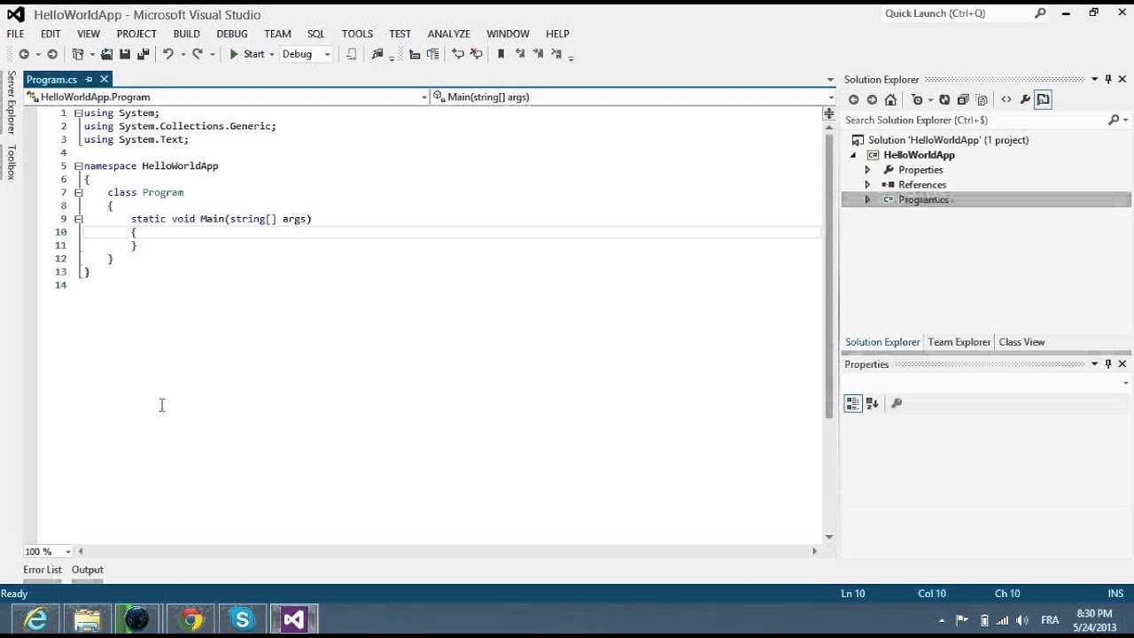 First Tutorial Visual C# .NET Framework Console Application Hello World ...