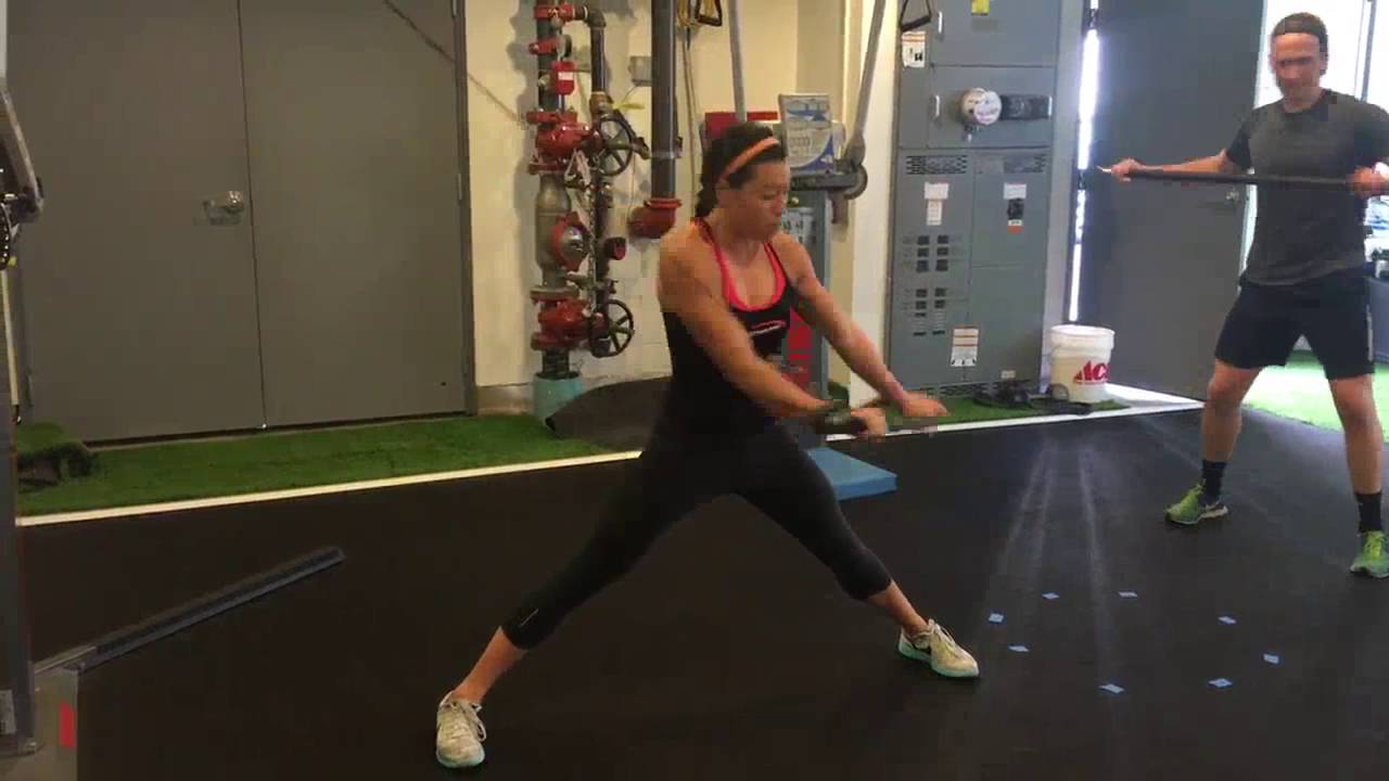 Wide Base Cable Resisted Rotational Chop - with Rope - YouTube