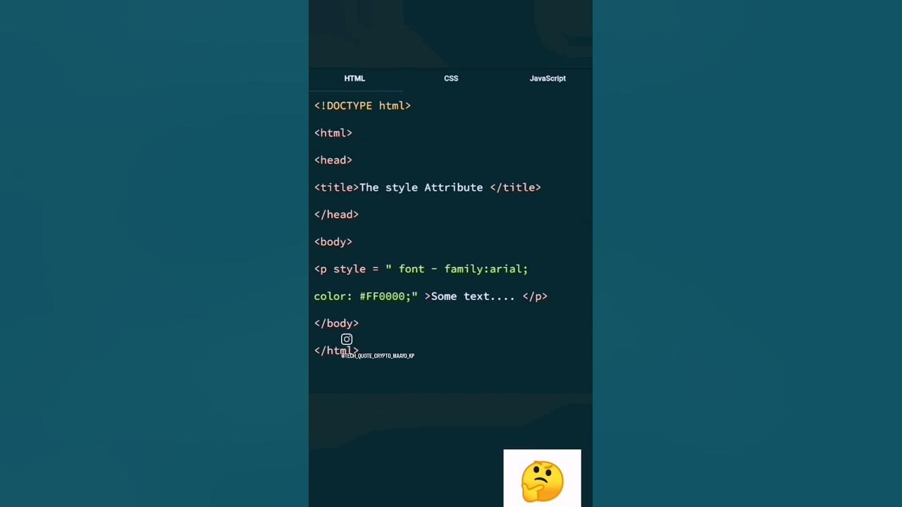 Basic Program Style Attribute In Html Html Coding Coder Htmlcoding Youtubeshorts Viral