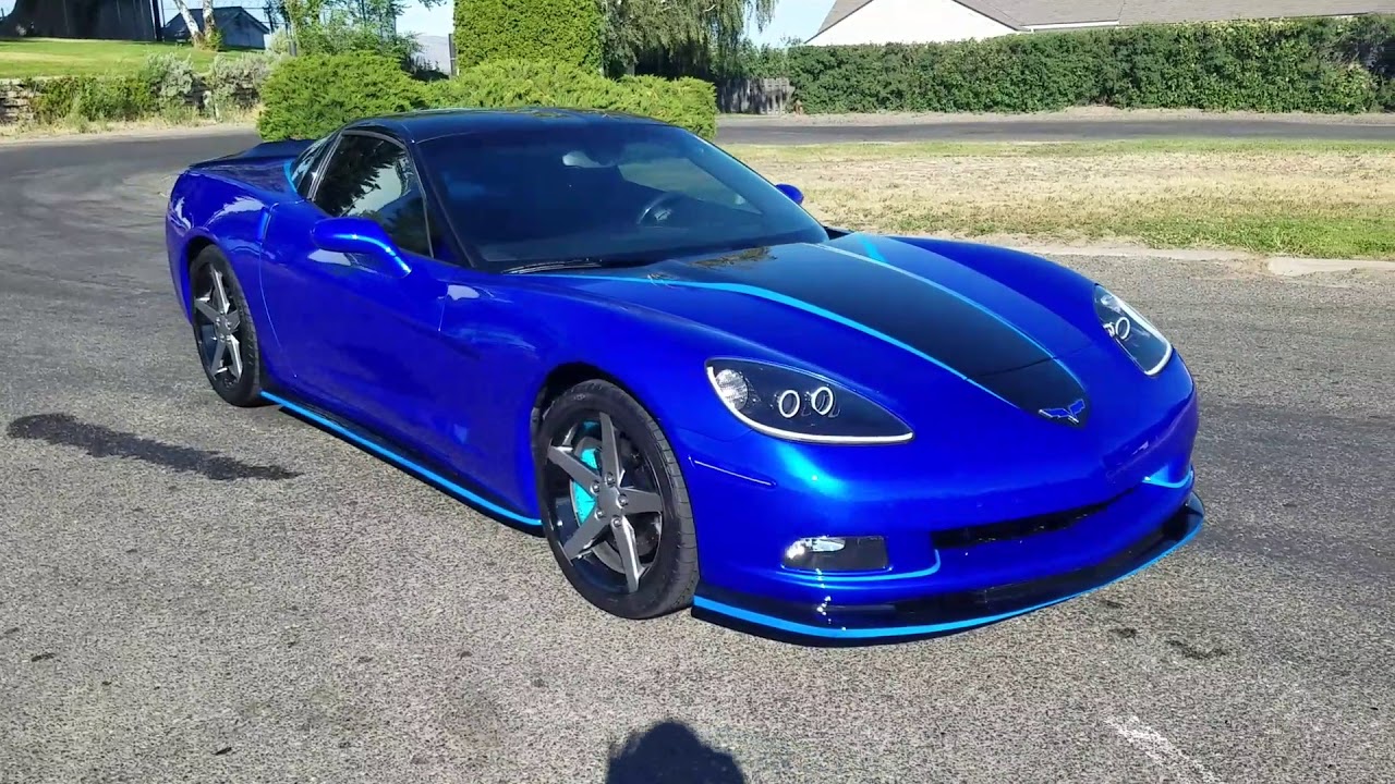 Galaxy Blue corvette custom paint job - YouTube