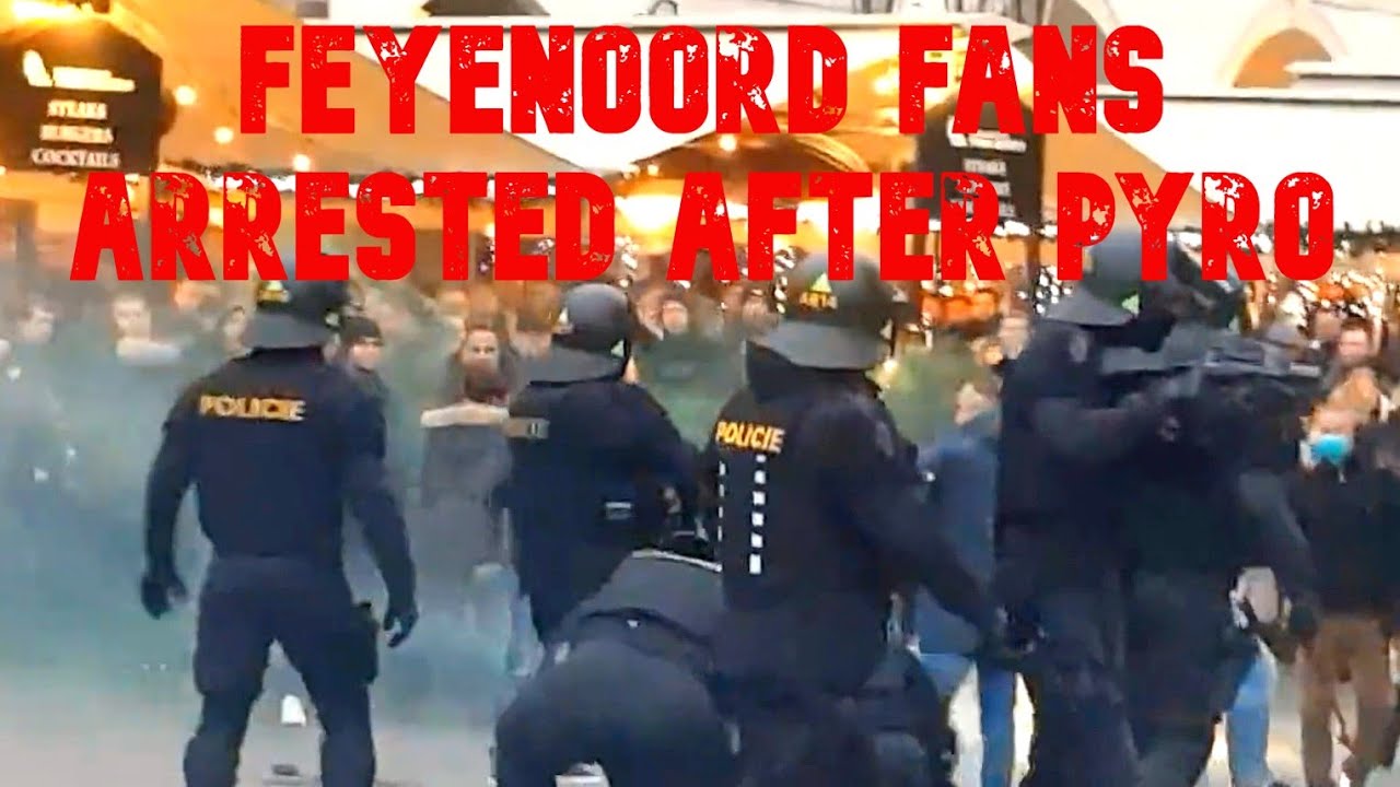 Slavia Prague vs. Feyenoord Rotterdam 25.11.202 hooligans fans arested ...