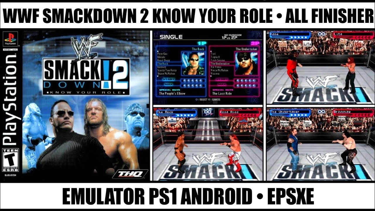 WWF SmackDown 2 - All Characters Finishers | Best PS1 Games | Emulator ...