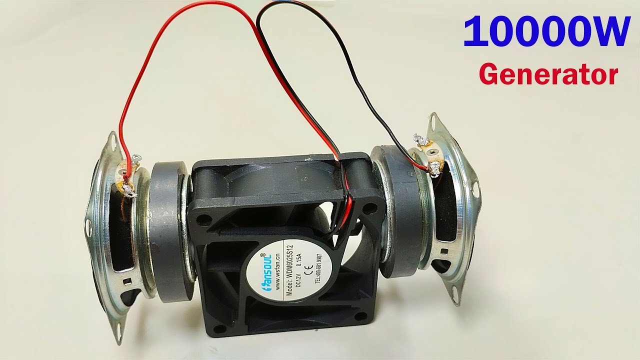 New free ELectric Energy 10000W Generator Using 2 Speaker & Colling DC ...