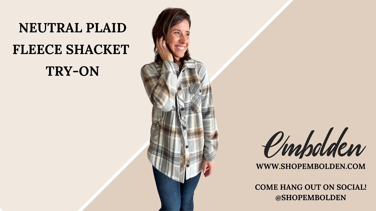 Neutral Plaid Fleece Shacket Try-On - YouTube