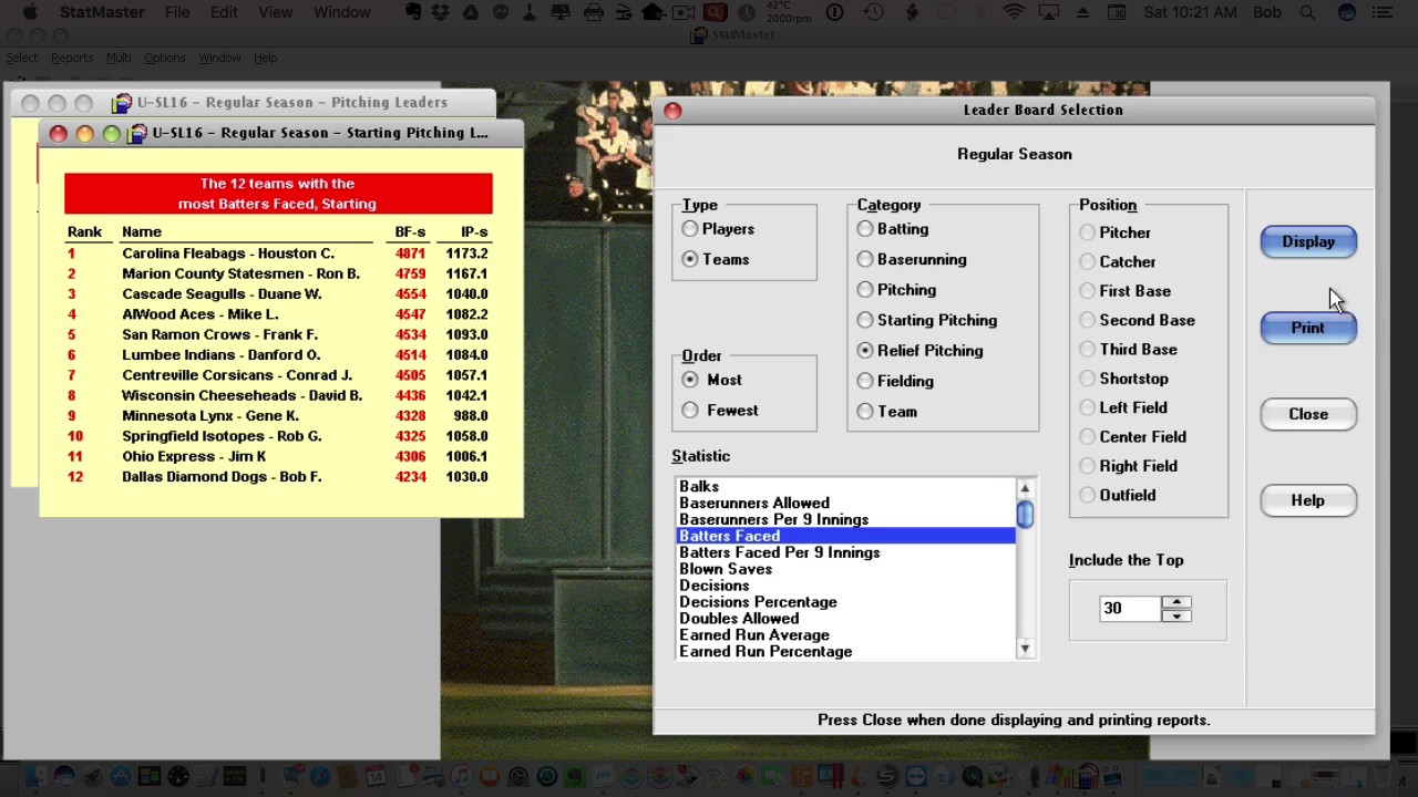 APBA StatMaster Team Batters Faced - YouTube