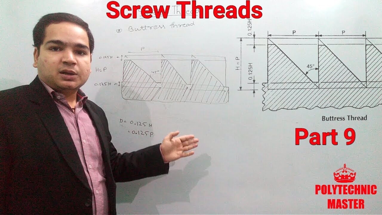 Screw Thread I Part 9 Buttress Thread Drawing( Square thread) I Second ...