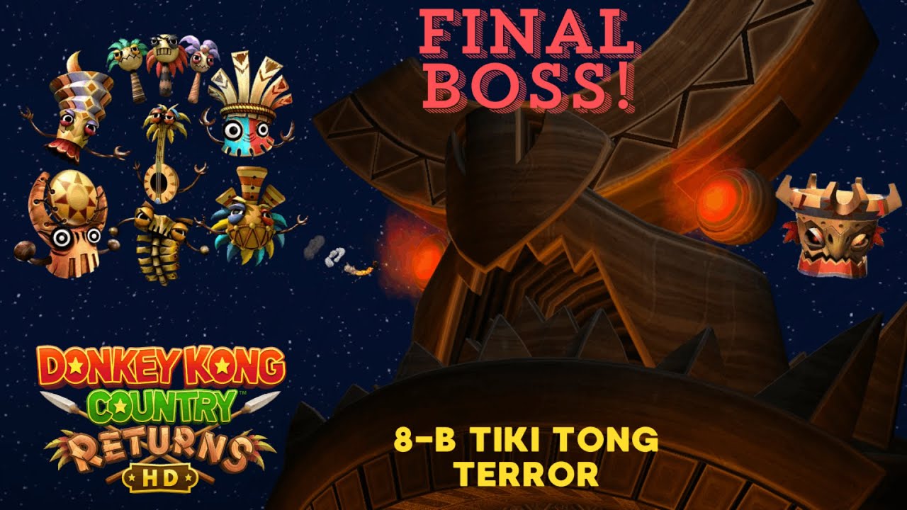 [Donkey Kong Country Returns HD] 8-B Tiki Tong Terror 100% - YouTube