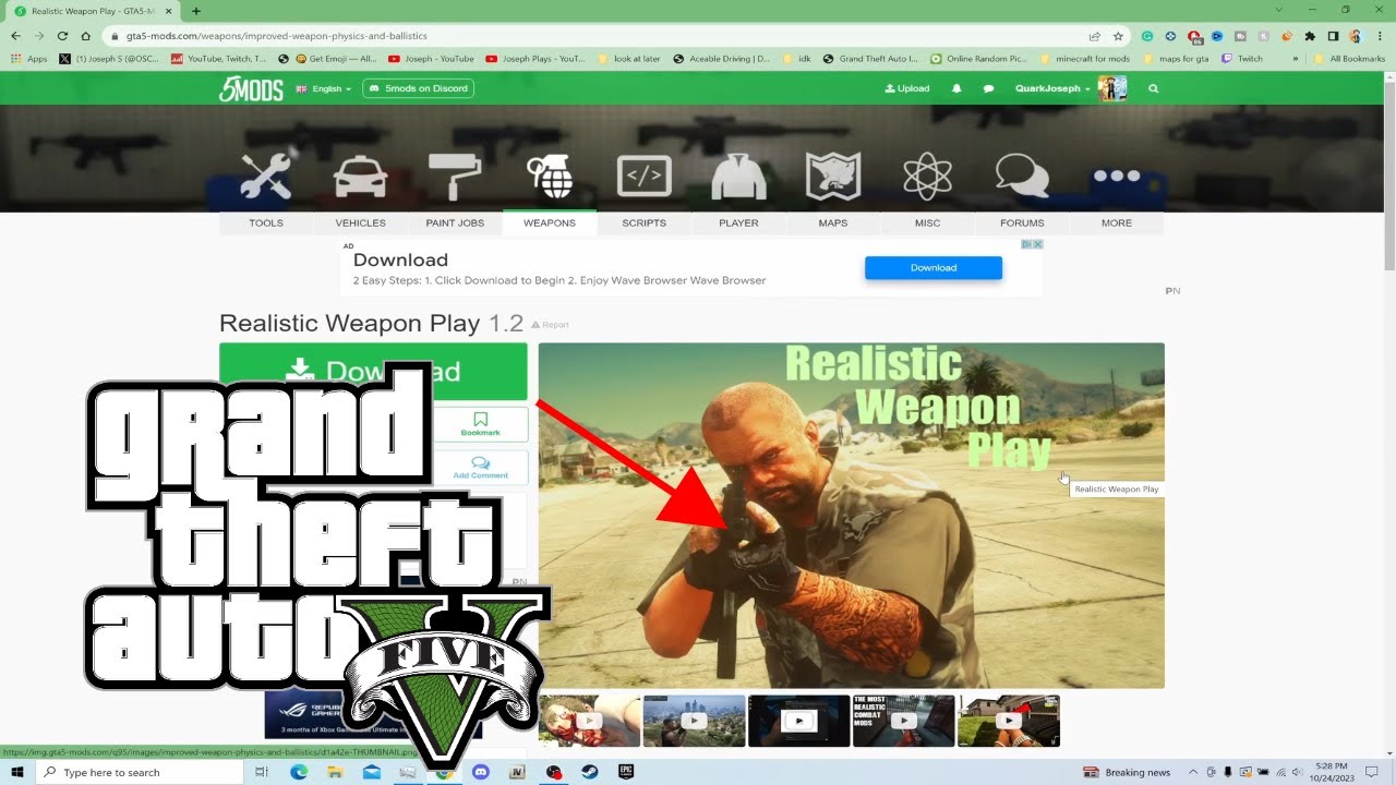 How to Install Realistic Weapon Play 1.2 GTA 5 MODS - YouTube