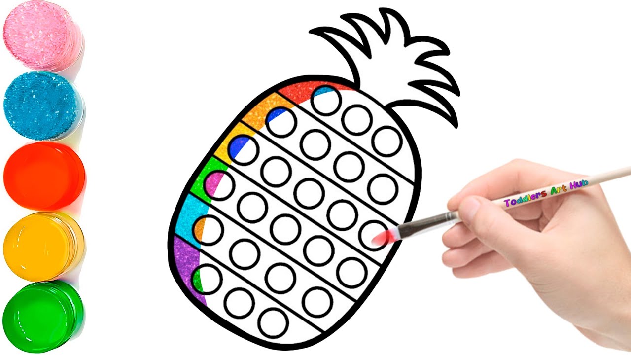 How to Draw a Pineapple Pop It Drawing Easy for Kids and Toddlers - YouTube