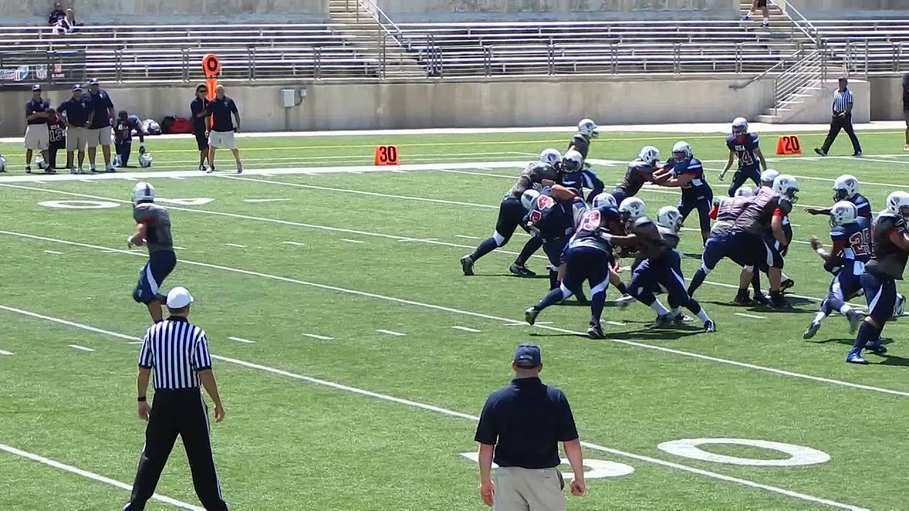 USA Football Pancake by Left Tackle Noah Myers - YouTube