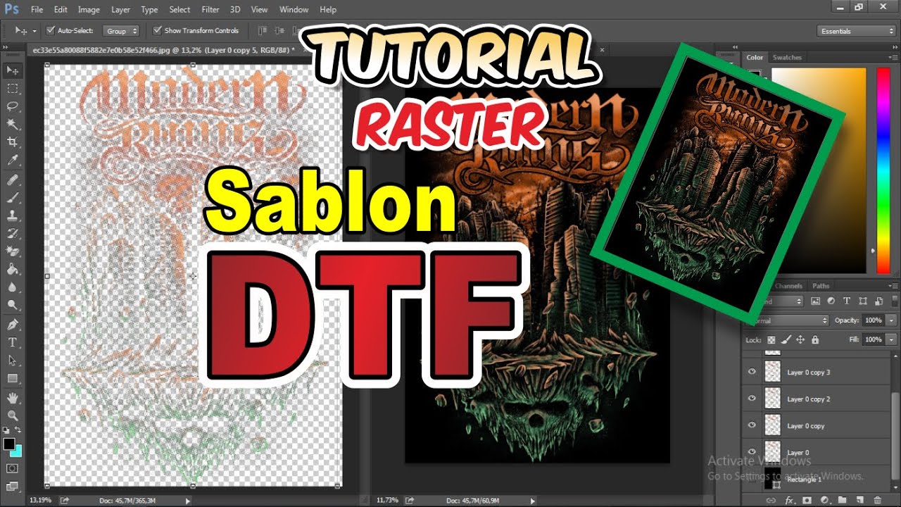 TUTORIAL RASTER GAMBAR SABLON DTF DI PHOTOSHOP - YouTube