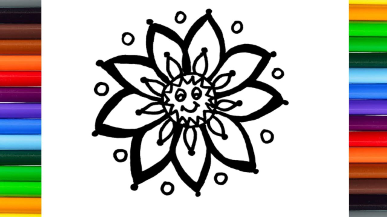 Simple Rangoli Drawing, painting and coloring for kids & Toddlers | How ...