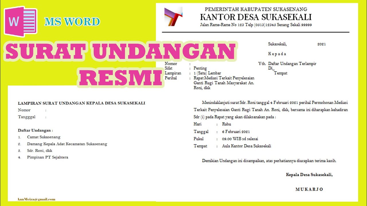Surat Undangan Resmi di Microsoft Word | Simpel dan Mudah ! - YouTube