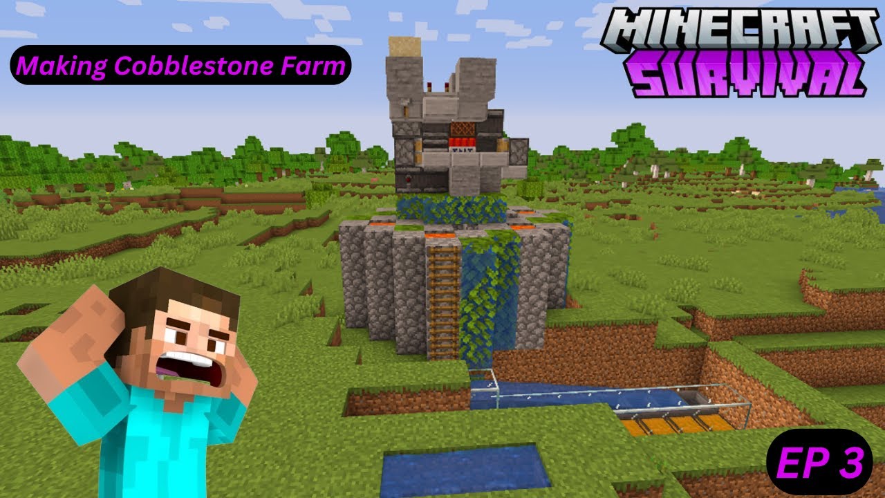 Making cobblestone farm |Minecraft EP 3| - YouTube