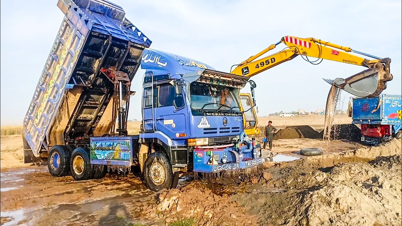 Amazing truck dumper wash with full load water excavator bucket. - YouTube