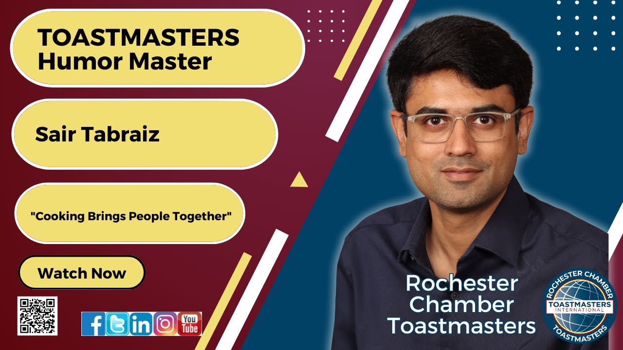 Toastmasters Humor Master - Sair Tabraiz - "Cooking Brings People ...