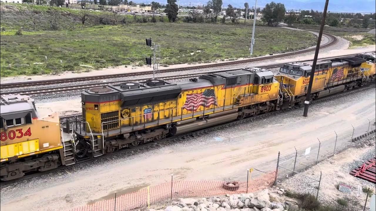 UP 8992 UP 8751 UP 6332 UP 8903 UP 8034 UP 8025 and UP 5726 at West Colton Switch Yard. - YouTube