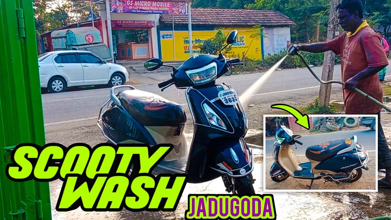 SCOOTY WASH 🛵AT - JADUGODA #vlog #video - YouTube