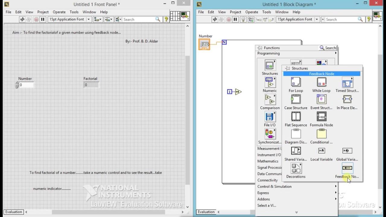 To find the factorial of a given number using feedback node using ...