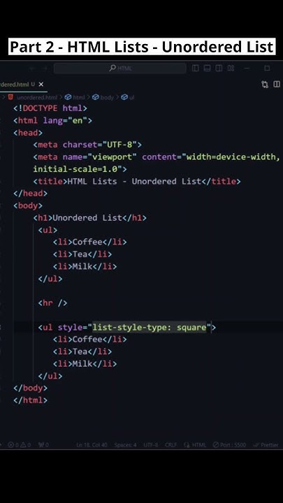 Part 2 - Explore HTML Unordered List Marker Styles! #htmllist #codewithmayur - YouTube