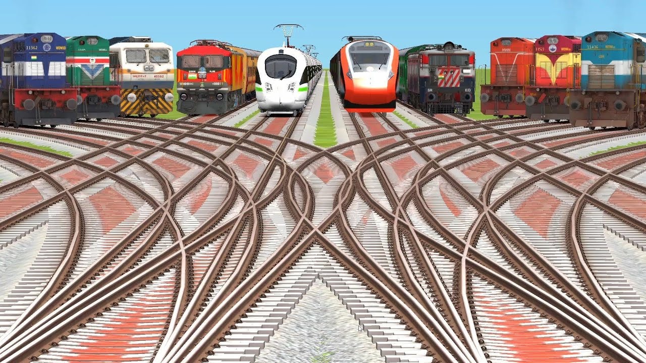 🔟 Ultra Realstic Trains Crossings At Bumpy Branched Railroad Tracks ...