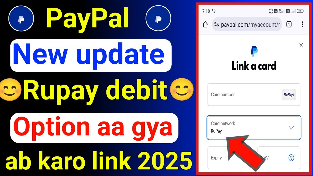 PayPal new update Rupay debit card link option aa gya ab hoga link 2025 ...