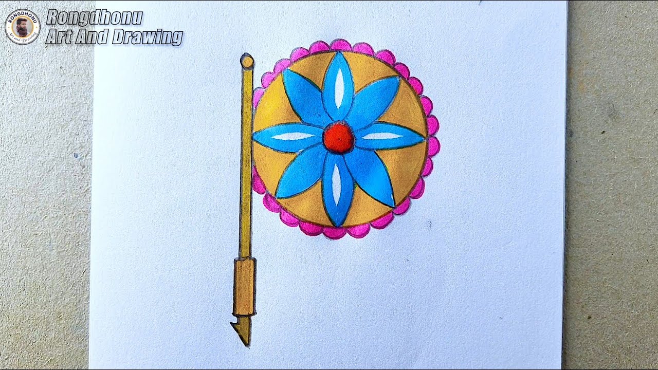 Beautiful Traditional hand Fan Drawing | Easy Art with Colorful Design ...