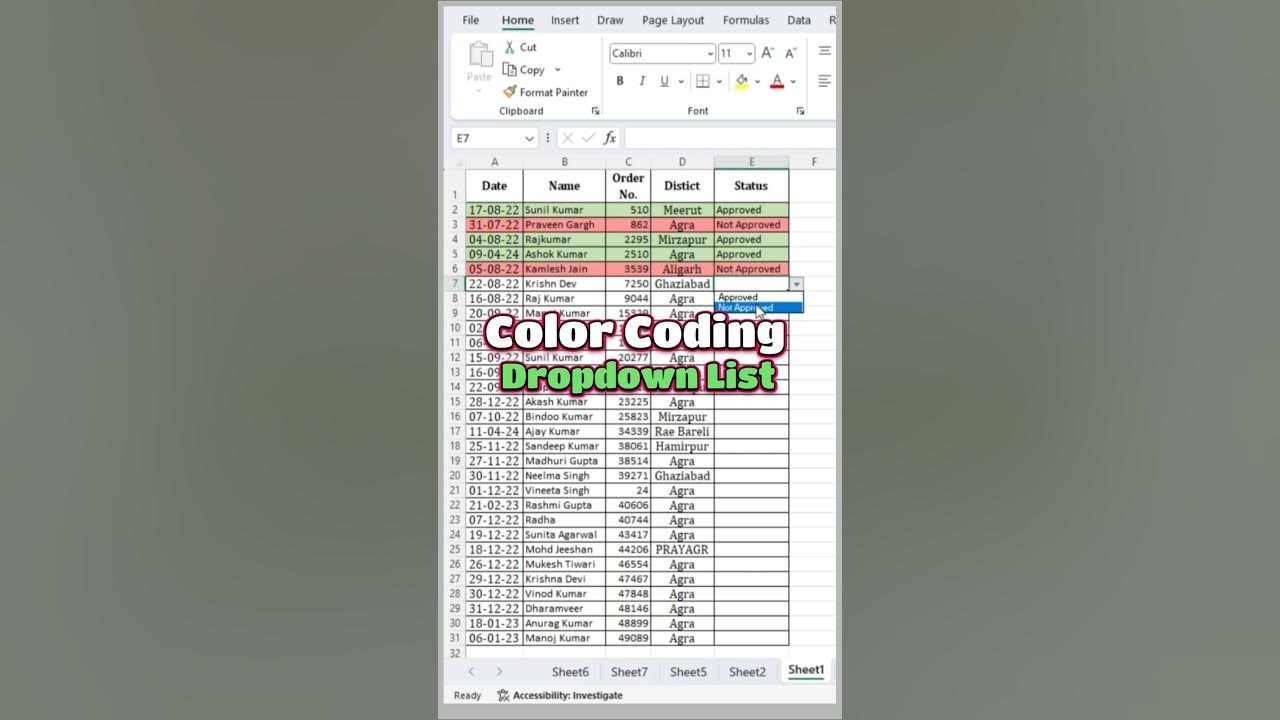 Color Coding Drop-down list in Excel l Drop down list in cell #excelshorts #ytshorts #shorts ...