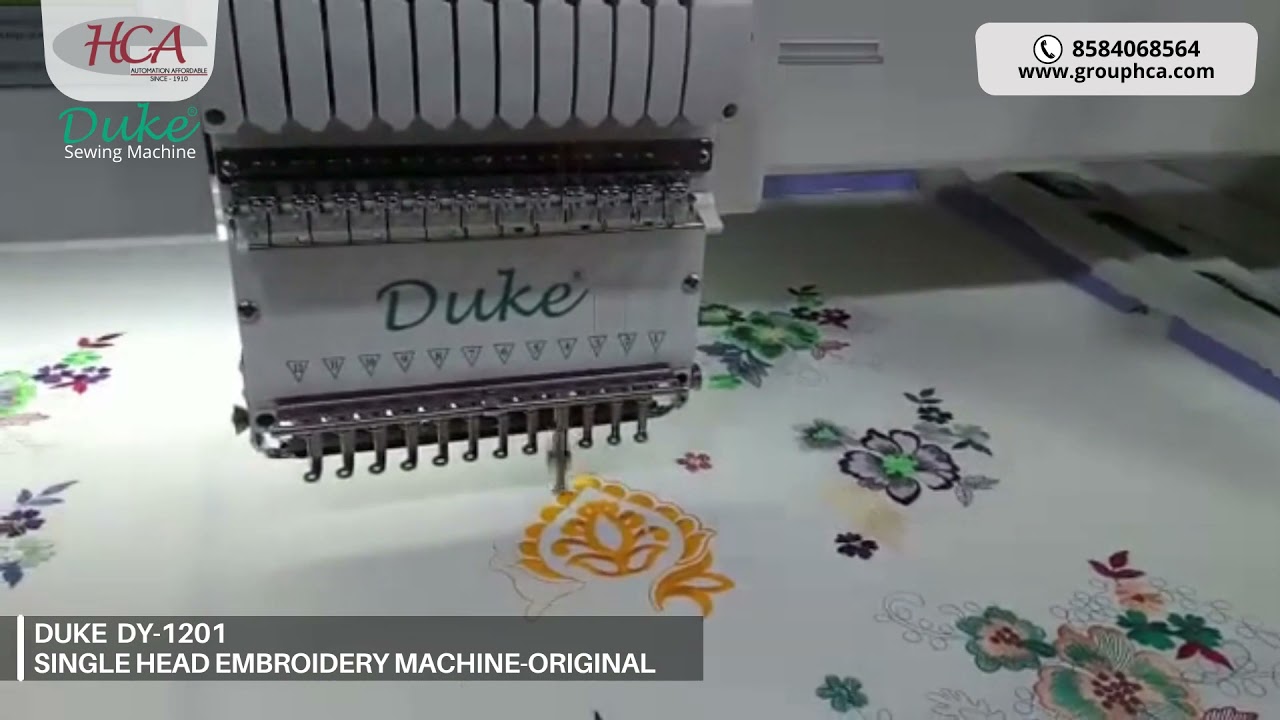 DUKE DY 1201 | SINGLE HEAD EMBROIDERY MACHINE - YouTube