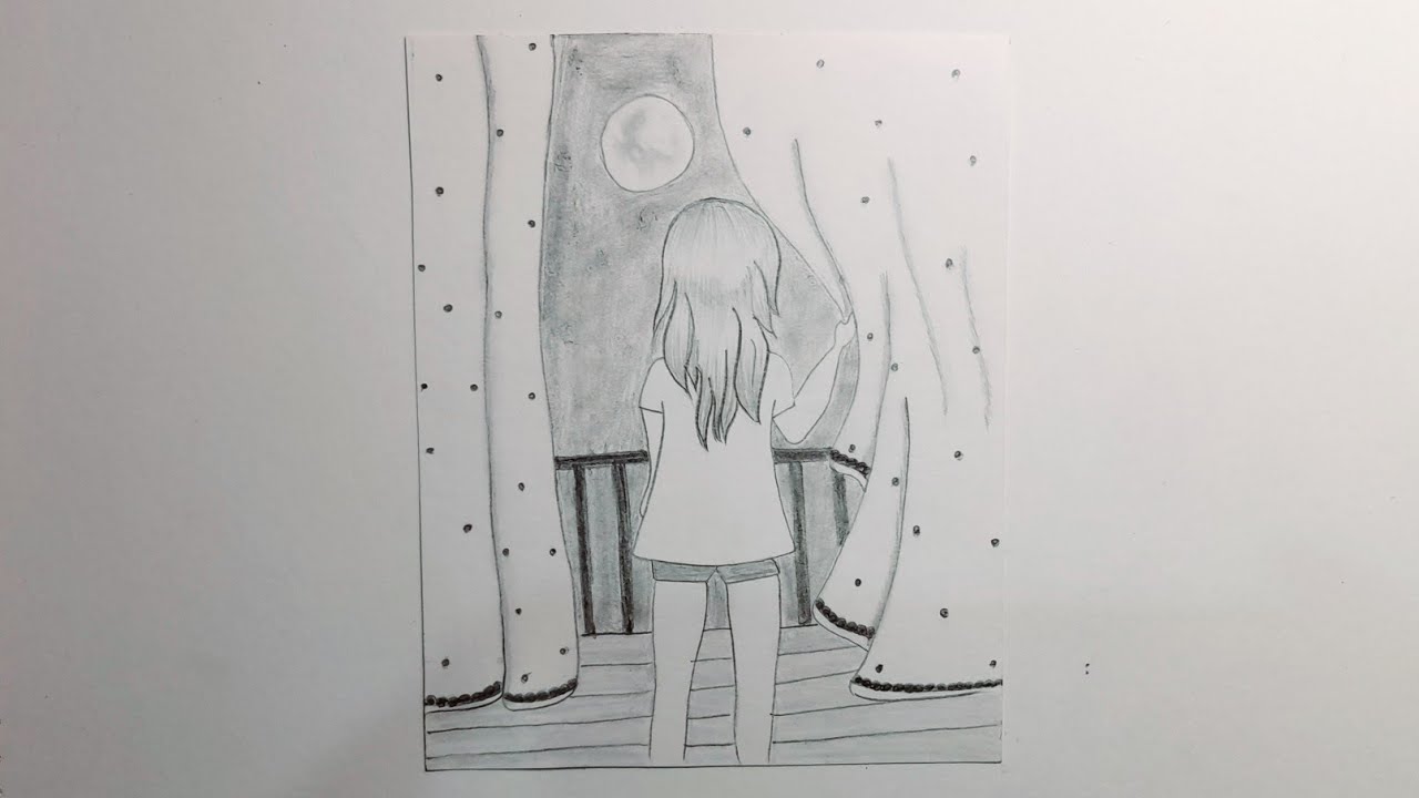 How to draw a girl standing At window | Let's do Art - YouTube