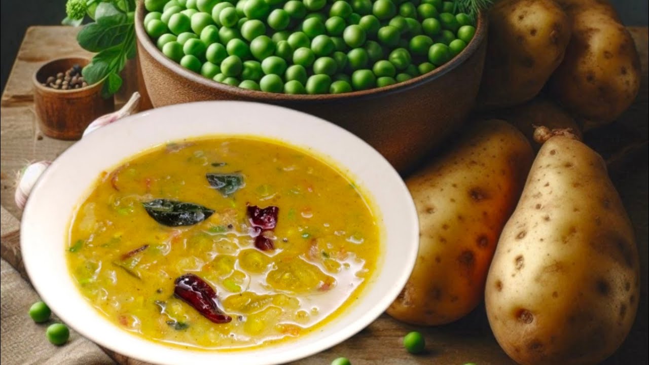 Potato & Green peas curry | Kerala style Aloo mutter curry @Bhasu-gy1id ...