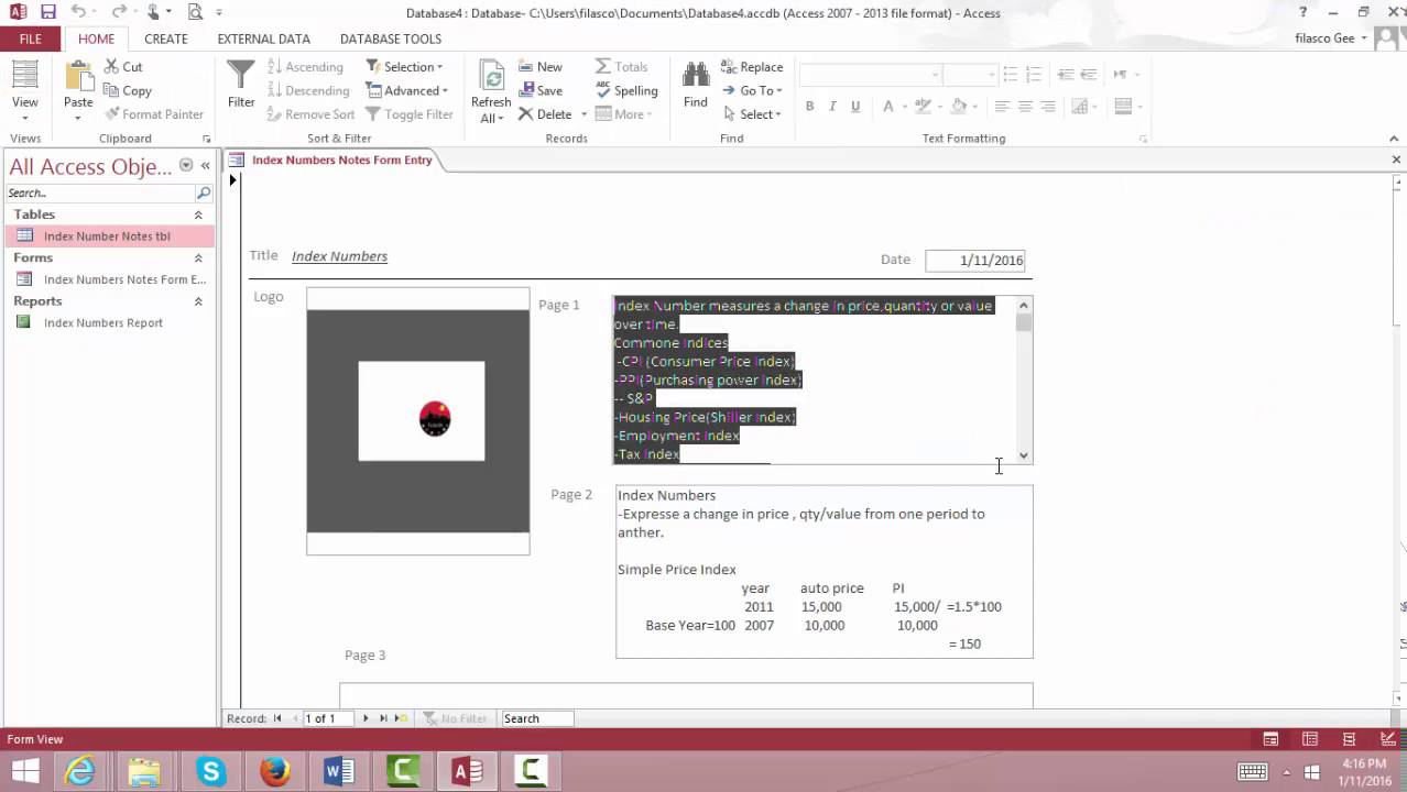 Index Numbers Notes Database Part 2 - YouTube