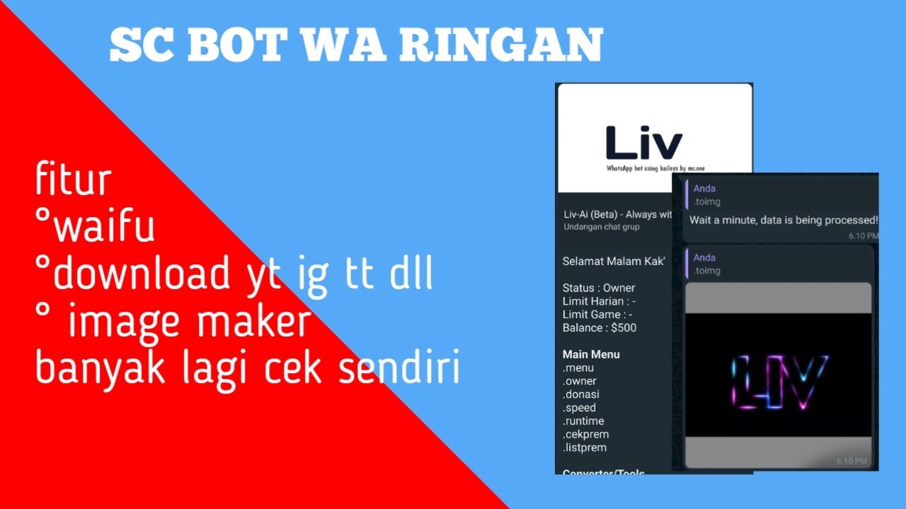 sc bot wa md terbaru, ringan!! No enc? & free apikey? - YouTube