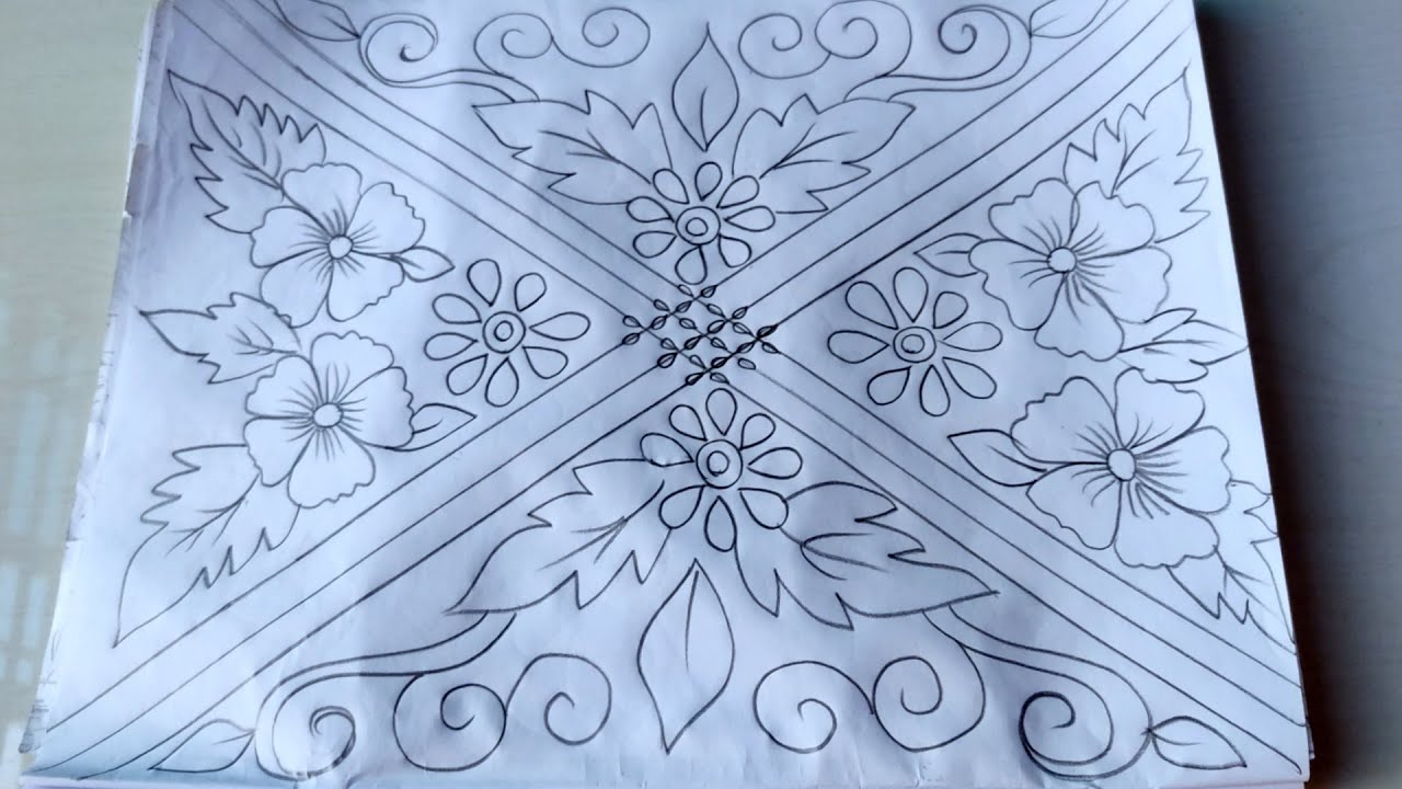 Hand embroidery full nakshi kantha design drawing tutorial,নকশীকাঁথা ...