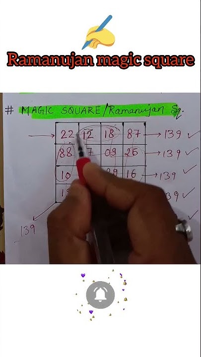 Magic square | Ramanujan magic square #maths #ramanujan - YouTube
