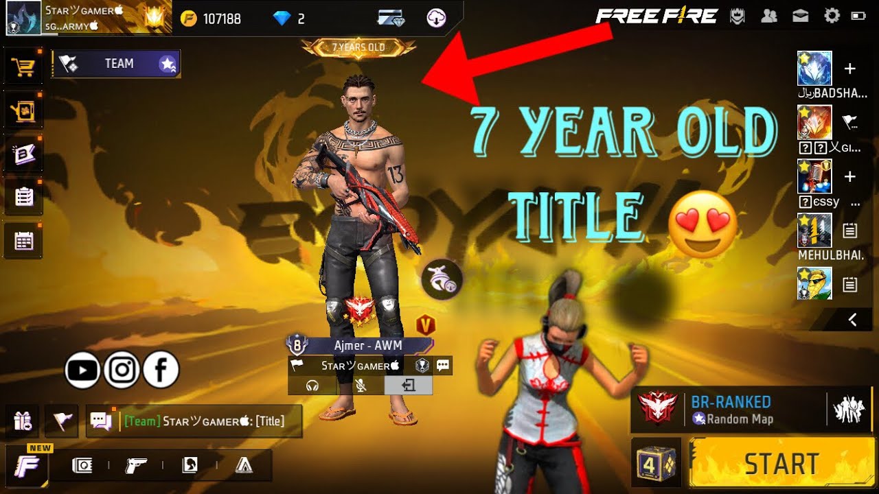 7 year old title freefire । how to obtain 7year old title 100% working ...